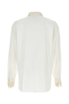 Dries Van Noten Mens White Poplin Shirt Exterior: Cotton Camicie