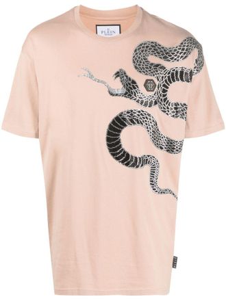 Philipp Plein t-shirt à imprimé serpent - Tons neutres