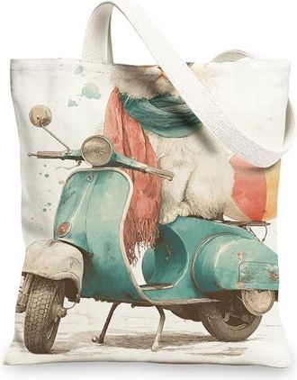 Generic Sacs fourre-tout en toile motif chat vintage avec imprimé animal, sacs de courses réutilisables, sacs artistiques fantaisistes, légers et lavables en 