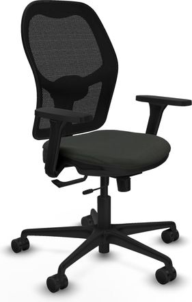 Piqueras y Crespo Stuhl aus schwarzem Netzgewebe mit 3D-Armen, h&ouml;henverstellbare Lendenwirbelst&uuml;tze, ausgestattet mit Syncro/Traslack und injiziertem Schaumstoff, Schwa