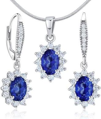 Silvego Parure de Bijoux - Argent 925/1000 - Saphir de Synthèse