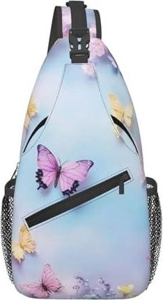 Generic Sac &agrave; bandouli&egrave;re &agrave; motif papillon et fleur, sac &agrave; dos de voyage pour homme, sac &agrave; dos de randonn&eacute;e