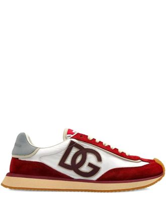 Dolce & Gabbana baskets en daim à logo DG - Rouge