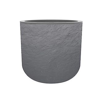 Eda Pot Rond 40 cm VolcaniaUp 32,5 L - Décor Imitation Pierre - Simple Paroi - Zone de Rétention deau - Ø 38,5 x H.36,8 cm - Gris Galet