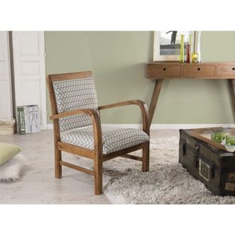 Macabane Macabane - dak - Fauteuil hexago bois teck tissu vert scandi