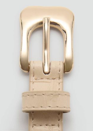 Mango Ceinture simili-cuir effet croco vanille - Femme - XL - MANGO