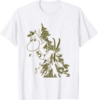 Moomin Olive Moomintroll Skifahren fliegt in Baum Wintersportspiele T-Shirt