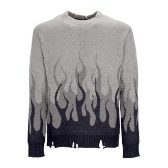 Vision Of Super Flames Crew Neck Sweater Oversize Fit - - Knitwear - Herren - Grau - XL