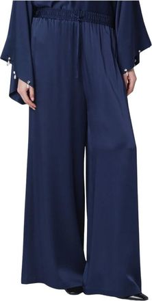 Stella McCartney Femme, Pantalons, Bleu, Taille: 38 FR Pantalon large en satin