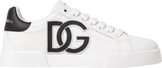 Dolce & Gabbana Femme, Chaussures, Blanc, Taille: 39 EU Baskets en cuir avec d&eacute;tails de logo d&eacute;coratifs