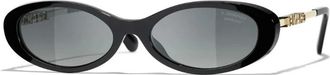 Chanel unisex, Accessoires, Noir, Taille: 54 MM Lunettes de soleil ovales