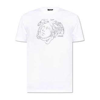 Versace T-Shirt mit schimmernden Pailletten - - Tops - Herren - Wei&szlig; - M