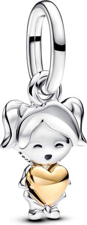 Pandora Moments Happy Girl Charm-Anhänger aus Sterling Silber mit vergoldeter Metalllegierung, Kompatibel Moments und ME Armbänder, 763601C00