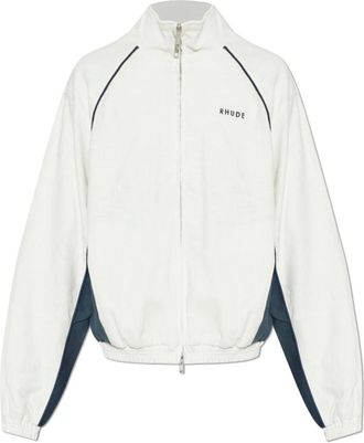 Rhude Homme, Vestes, Blanc, Taille: M Veste en lin avec col montant