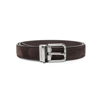 Dolce & Gabbana Homme, Accessoires, Brun, Taille: 105 CM Ceinture en Daim Marron Cèdre