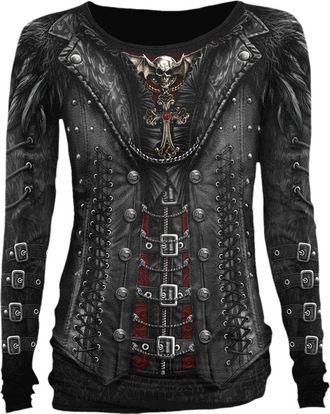 Spiral Gothess Wrap - Allover Baggy Top Schwarz - S