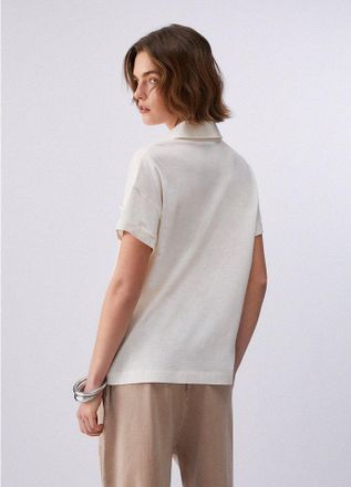 Liu Jo Kurzarmshirt - Poloshirt Damen - Damenshirt - T-Shirt - Shirt mit Strass - wei&szlig;