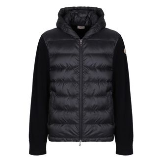 Moncler Homme, Vestes, Bleu, Taille: XL Padded Panel Sweat à capuche