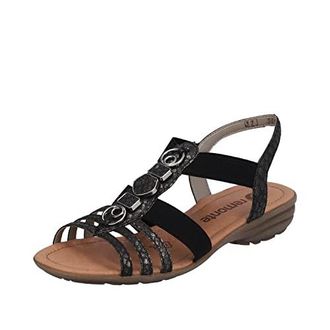 Remonte Femme R3654 Sandale Plate, Noir 01, 38 EU