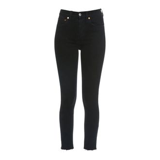 Re/Done Jeans Komfort Stretch Hochhoch -Kn&ouml;chel Crop Jet - - Jeans - Damen - Schwarzk - W24