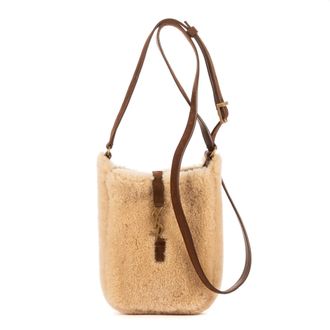 Saint Laurent Crossbody Bags - 5 &agrave; 7 Shearling Bucket Mini - Gr. unisize - in Beige - f&uuml;r Damen