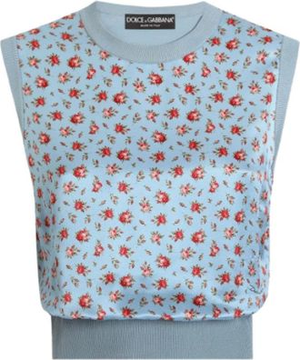 Dolce & Gabbana Femme, Tops, Multicolore, Taille: 40 FR Top sans manches en soie