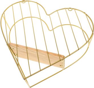 BESPORTBLE Herzf&ouml;rmiges Wandregal Nordischer Stil Wandhalterung Regal mit Hakenleiste Goldfarben Multifunktional f&uuml;r Wohnzimmer K&uuml;che Schlafzimmer Badezimmer