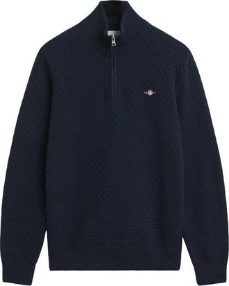 GANT Sweatshirt f&uuml;r Herren, mit halbem Rei&szlig;verschluss, Strukturiert (Blau)
