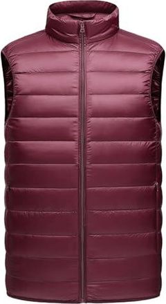 Generic Doudoune courte légère sans manches pour homme avec col montant - Couleur unie - Chaud - Pour lhiver, bordeaux, 3XL