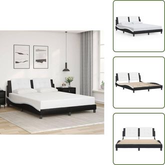 vidaXL The Living Store - Bettgestell mit Kopfteil Schwarz und Wei&szlig; 160x200 cm Kunstleder - Betten - Doppelbetten - Boxspringbetten - Schlafzimmerm&ouml;bel