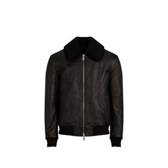 Moose Knuckles Blouson en cuir &agrave; col sherpa