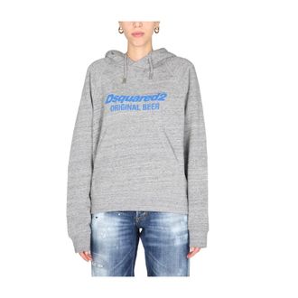 Dsquared2 Femme, Sweatshirts et sweats &agrave; capuche, Gris, Taille: 38 FR Sweat &agrave; capuche