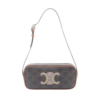 Celine Pre-owned Triomphe Canvas Schultertasche mit besticktem Logo - - Pre-owned - Damen - Schwarzk - ONE SIZE