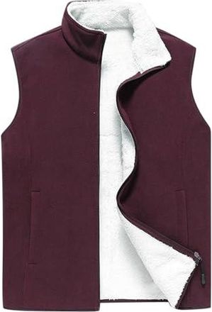 Generic Gilet polaire sans manches pour homme - Gilet dhiver en polaire avec fermeture &eacute;clair - Gilet de sport en peluche - Veste thermique douillette - Gilet