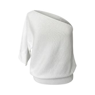 Malo Asymmetrisches Strickoberteil - - Knitwear - Damen - Wei&szlig; - S