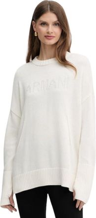 A|X Armani Exchange Womens Long Sleeve Embroidered Logo, Sweater, White, XS