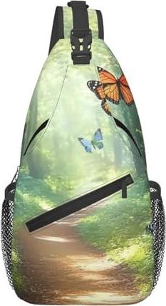 Generic Sac &agrave; bandouli&egrave;re color&eacute; motif papillon rouge champignon for&ecirc;t sac &agrave; bandouli&egrave;re sac &agrave; dos de voyage sac &agrave; dos bandouli&egrave;re pour homme sac &agrave; dos de ran