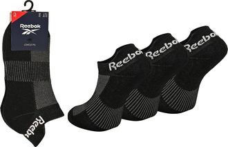 Reebok Kurze Socken Unisex - Bequem, atmungsaktive Baumwolle, f&uuml;r Laufen, Sport, Fitness, Alltag, waschbar, niedrige Passform, 3 Paar, Gr&ouml;&szlig;e 43-45, Schwarz