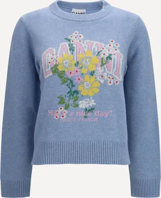 Ganni Flowers wool Sweater Female XS