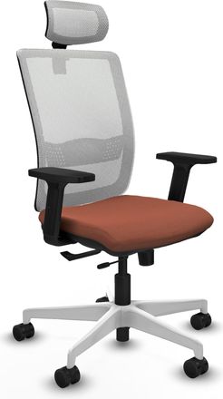 Piqueras y Crespo Haches ergonomischer Schreibtischstuhl mit 2D-Armen, h&ouml;henverstellbare Lendenwirbelst&uuml;tze und h&ouml;henverstellbares Kopfteil, Wei&szlig;/Braun