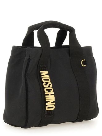 Moschino Womens Logo Tote Bag Black Polyester Handbags Hand