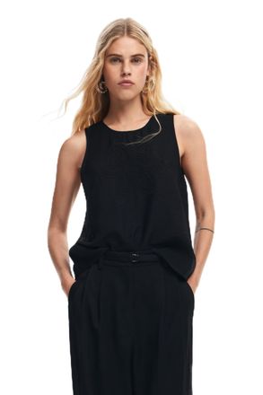 Desigual Womens Woman Woven Long Sleeve Blouse, Black, Small