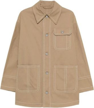 Ami Homme, Vestes, Beige, Taille: M Veste de travail en coton