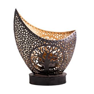 NKlaus Weltenbaum Teelichthalter aus Eisen 17x6cm Kerzenständer Deko Kerzenhalter Wohnaccessoire Kerzenlicht 15825