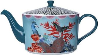 Mikasa Mikasa x Sarah Arnett Teekanne, Porzellan Teekanne mit Deckel, Tropical Print für Unterhaltung, 1.1L - Geschenkkarton & spülmaschinenfest