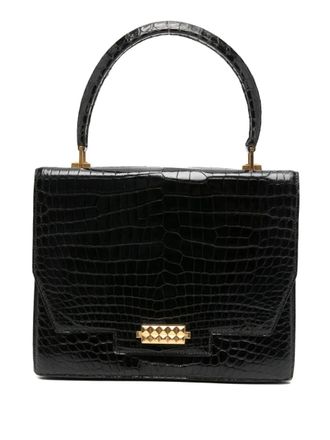 Hermès sac à main à effet peau de crocodile - Noir
