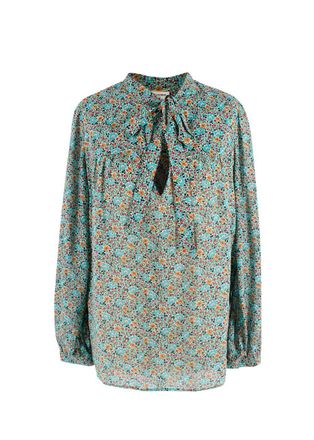 Saint Laurent Floral Pussybow Blouse Size XS