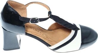 Chie Mihara Femme, Chaussures, Noir, Taille: 40 EU Escarpins en cuir verni noir avec détails en veau blanc