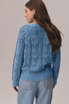 Next Strickpullover Pullover mit Blumenmuster (1-tlg)