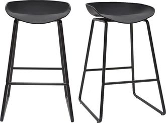 Miliboo Design-Barhocker Schwarz mit Metallbeinen (2 STK.) Pebble